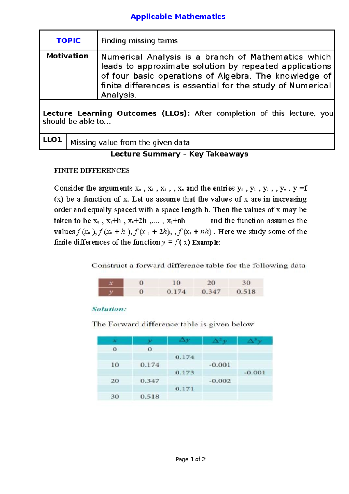 Finding missing terms in Applicable Mathematics - Applicable ...