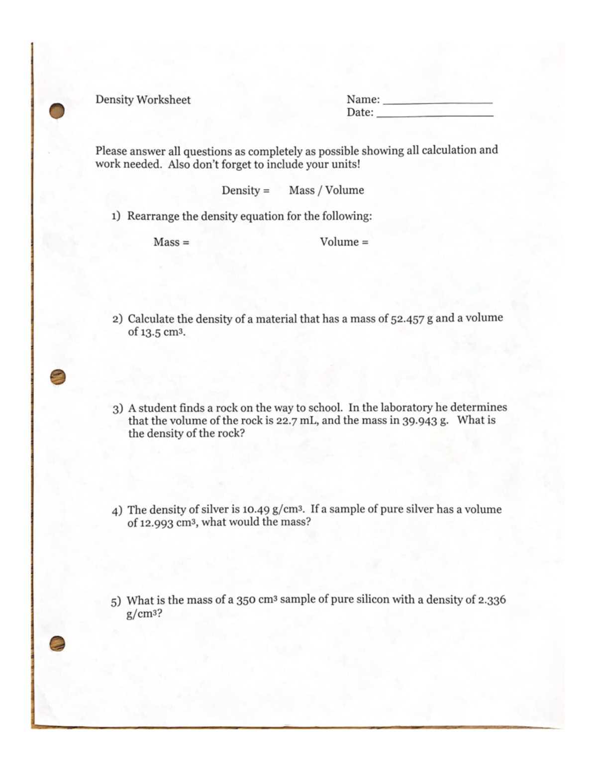 Density Worksheet - PHIL 133 - Studocu