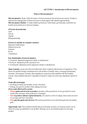 Exam 2 Study Guide - Microeconomics Notes - Exam 2 Study Guide Category ...