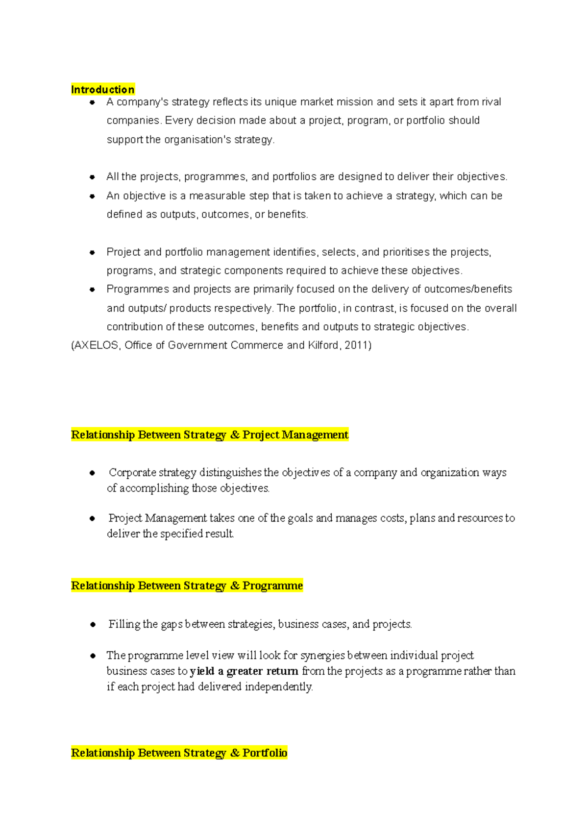 No 1 Relationship between organisational strategy and project, program ...