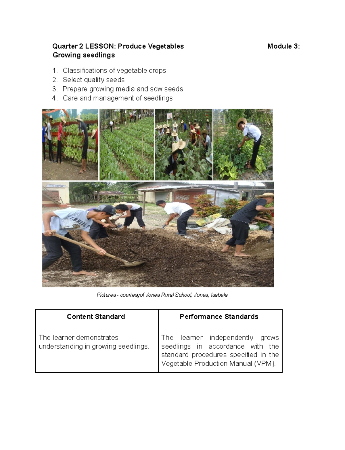 Copy of Module 3. Grow seedlings - Quarter 2 LESSON: Produce Vegetables ...