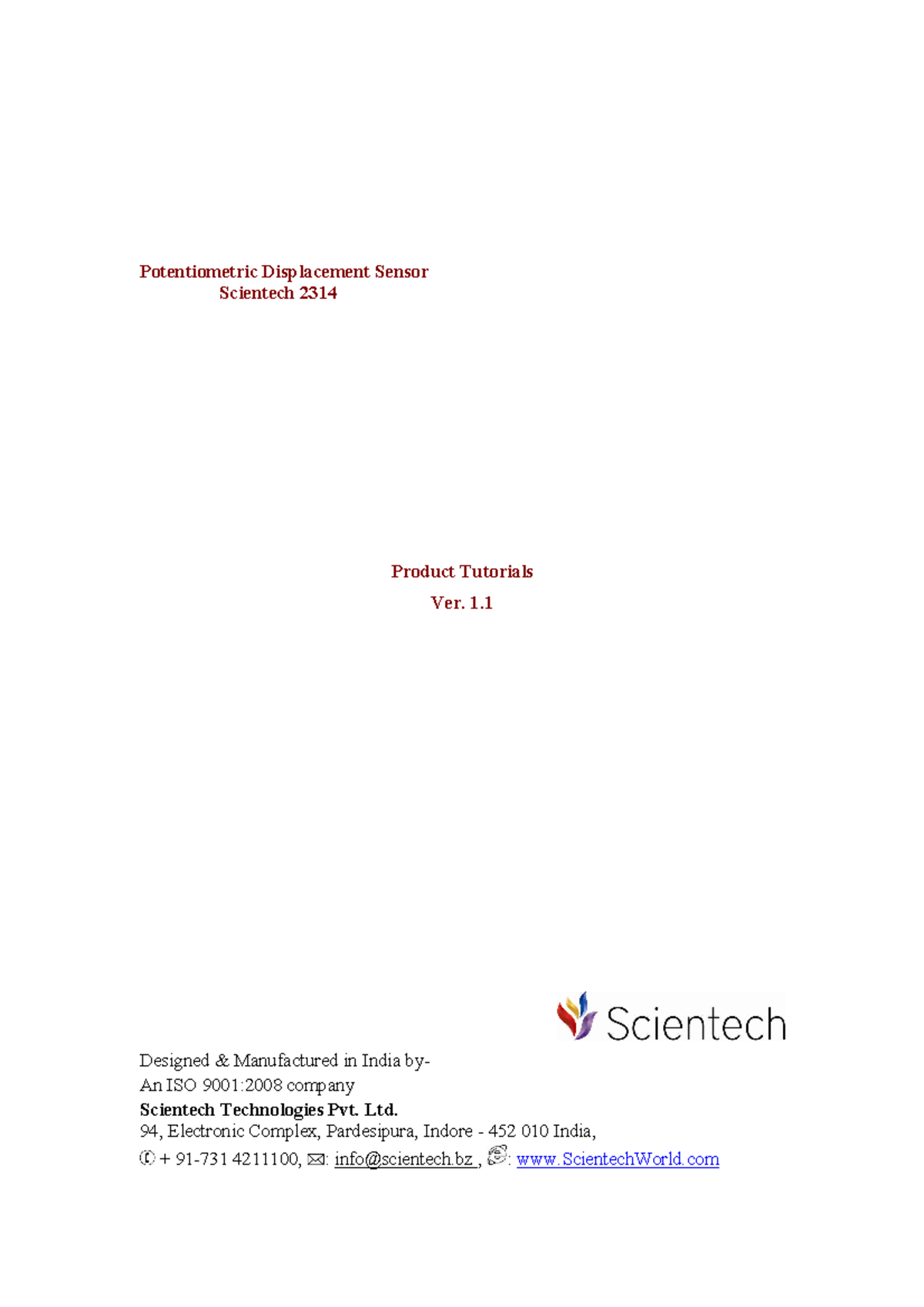 Scientech 2314 - ABCDEFG - Potentiometric Displacement Sensor Scientech 2314 Product Tutorials ...