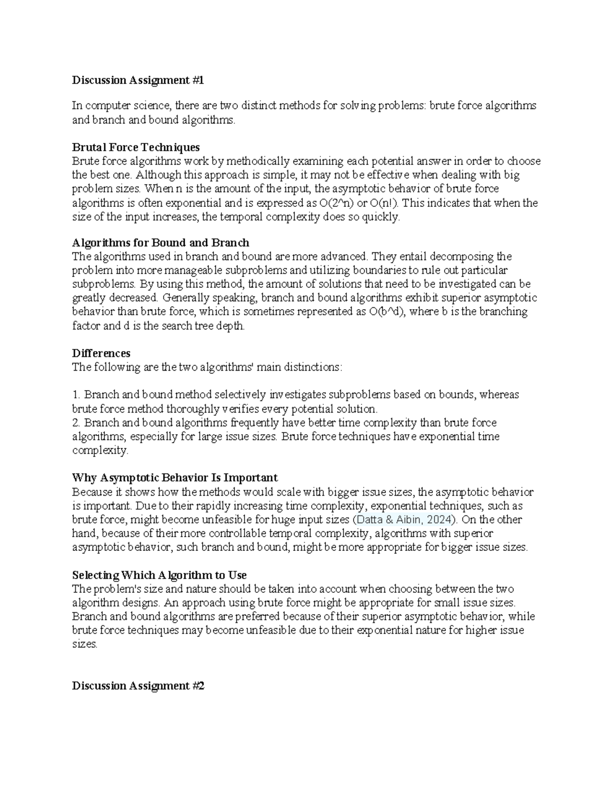 Cs3304daunit 1 Cs 3304 Discussion Assignment 1 Discussion Assignment In Computer Science