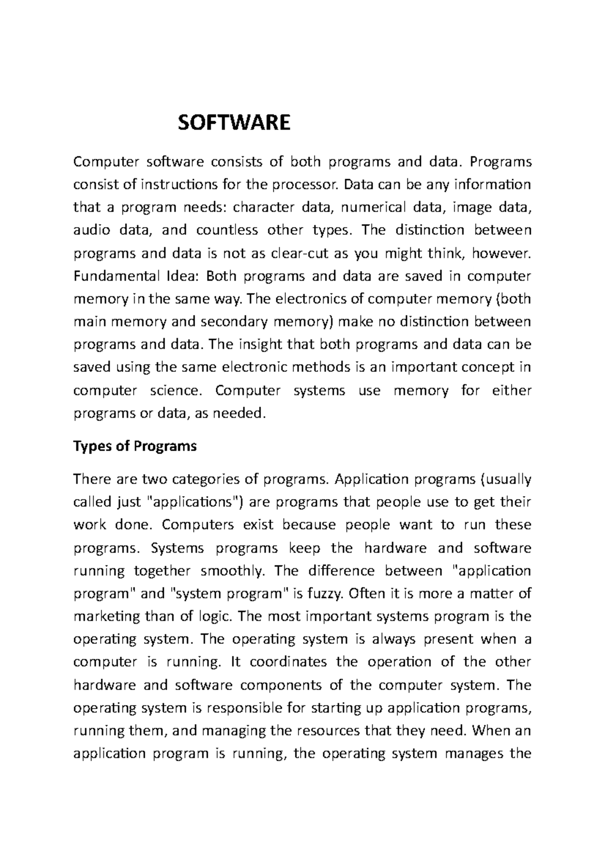 Software - Useful for any purpose - SOFTWARE Computer software consists ...
