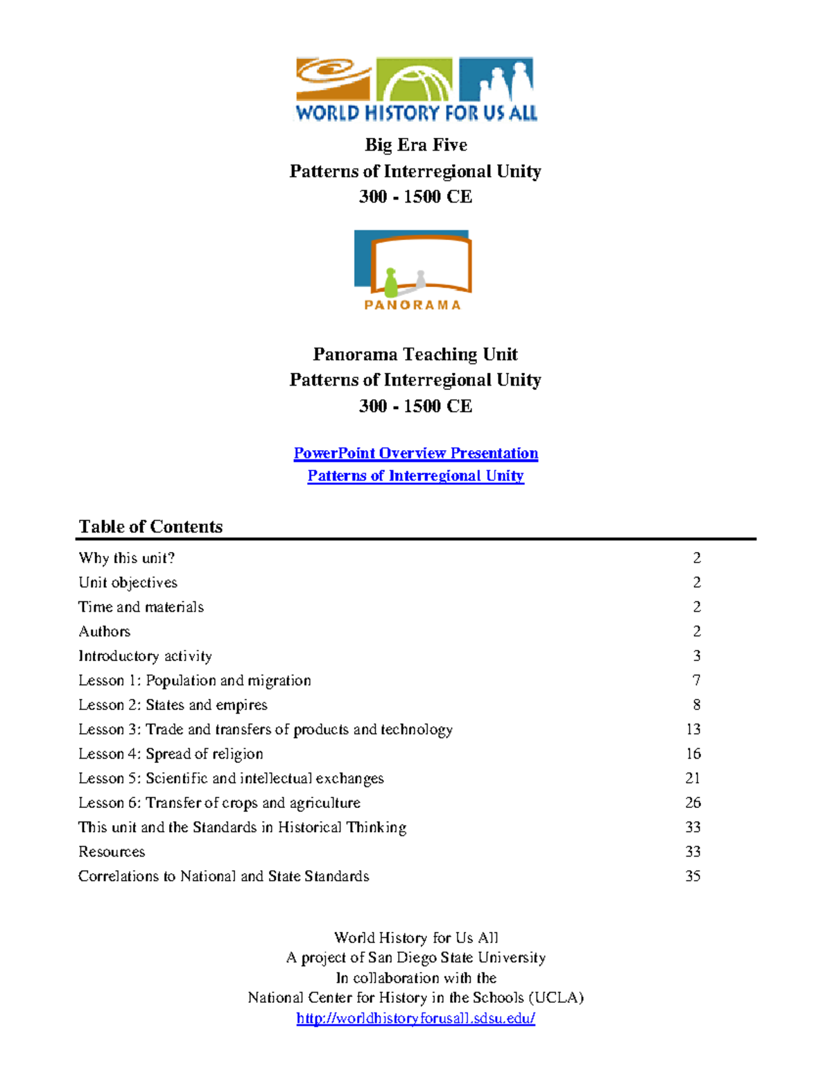Big Era Five-Patterns of Interregional Unity - World History for Us All ...