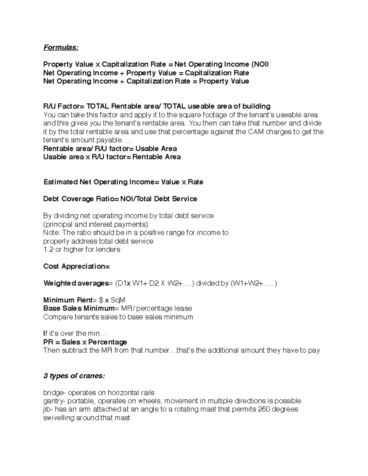 C4 Math - real estate - Formulas: Property Value x Capitalization Rate ...