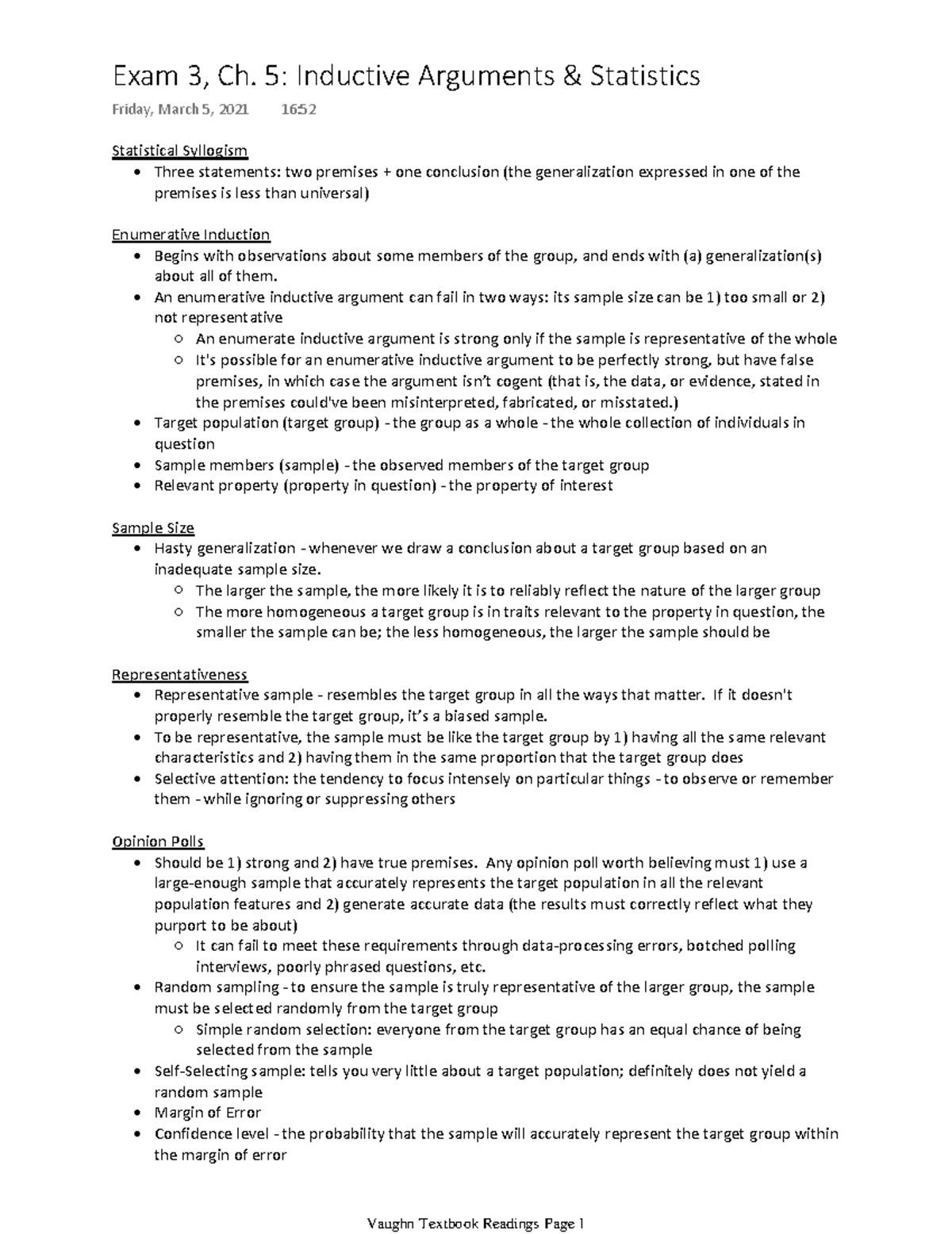 Exam 3, Ch. 5 Inductive Arguments & Statistics - Statistical Syllogism ...