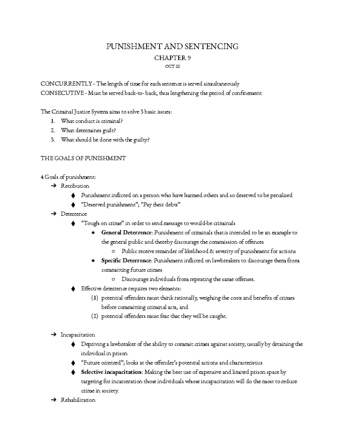 CHP9 Punishment and Sentencing - PUNISHMENT AND SENTENCING CHAPTER 9 ...