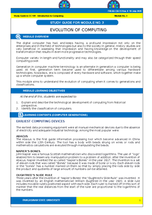 CC-101-SG4 - for IT students - PANGASINAN STATE UNIVERSITY Study Guide in CC 101- Introduction ...
