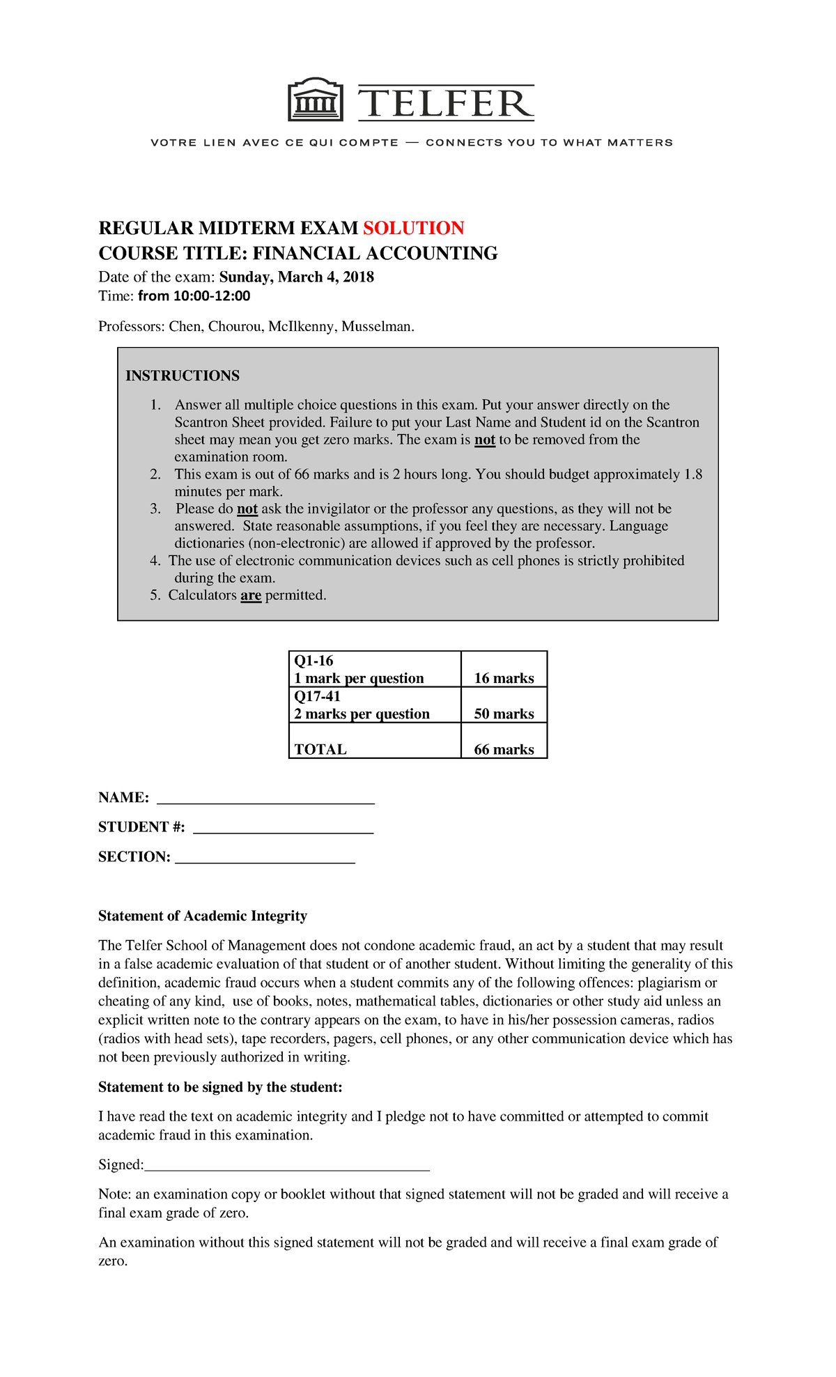 2018-Midterm Exam Solution - REGULAR MIDTERM EXAM SOLUTION COURSE TITLE: FINANCIAL ACCOUNTING ...
