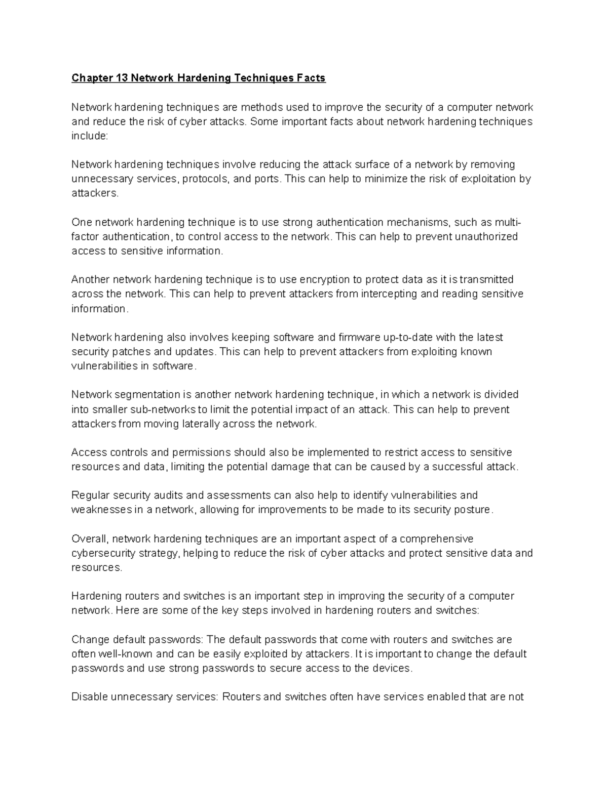 Chapter 13 Network Hardening Techniques Facts - Some important facts ...