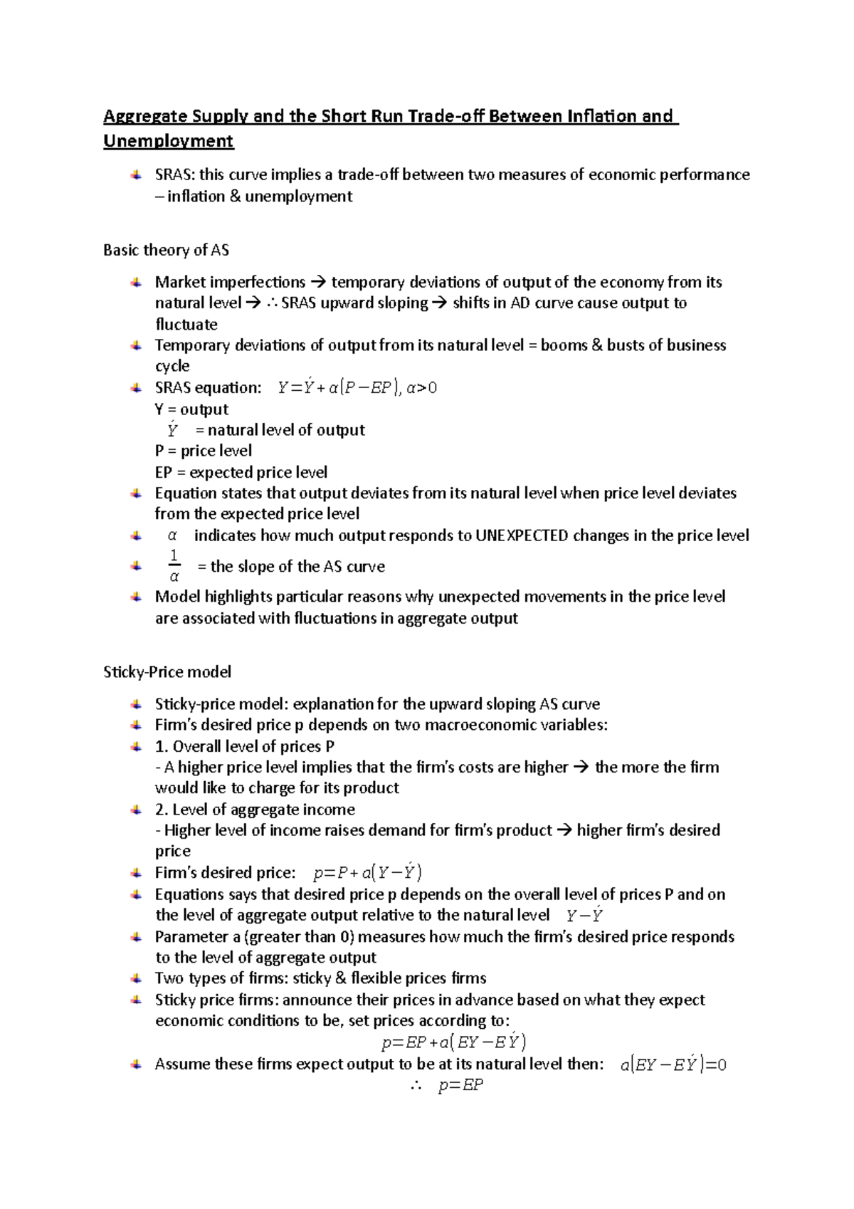 (P) Aggregate Supply and the Short Run (Ch 14) - Aggregate Supply and ...