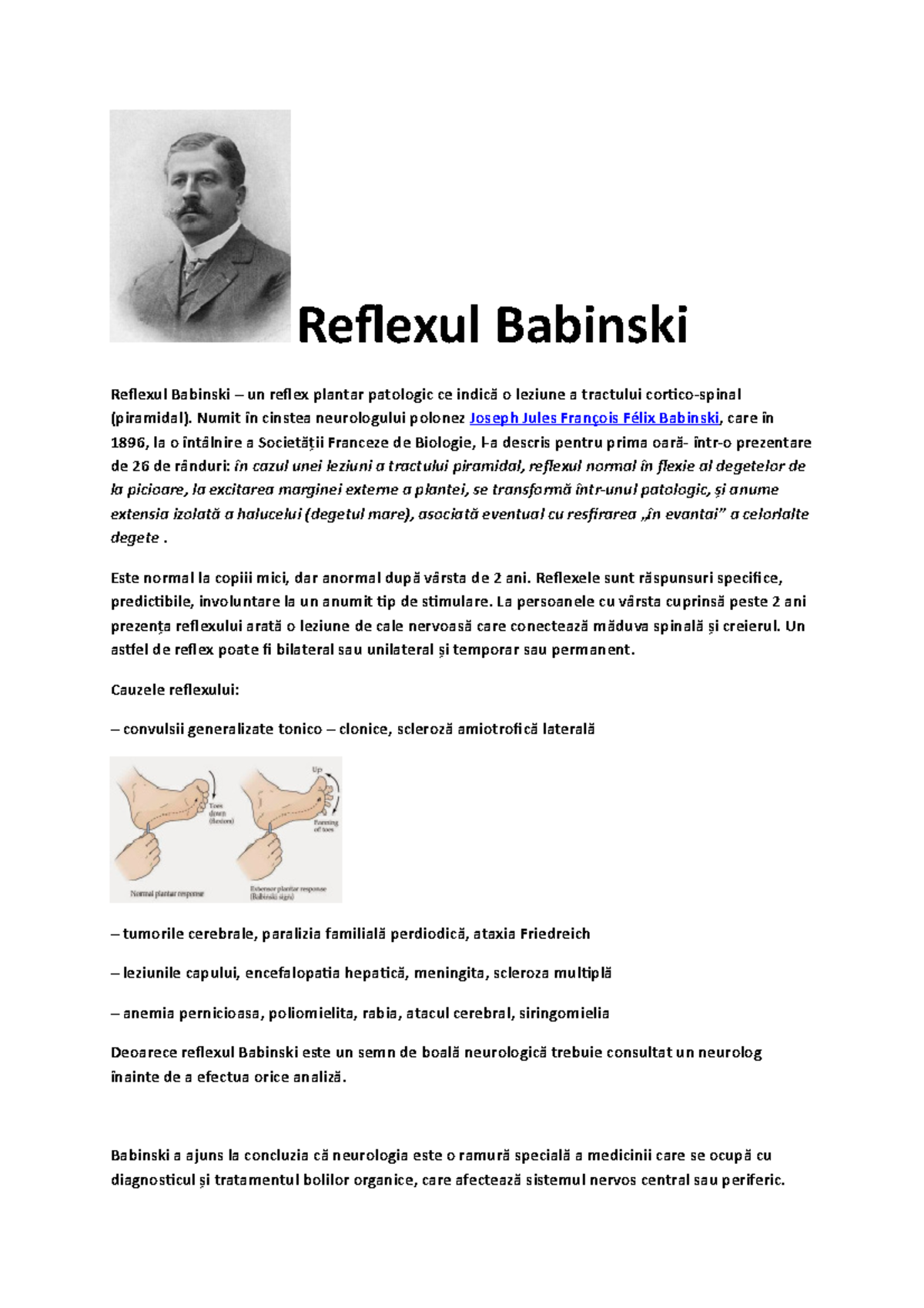 Reflexul Babinsky - curs - Reflexul Babinski Reflexul Babinski – un ...