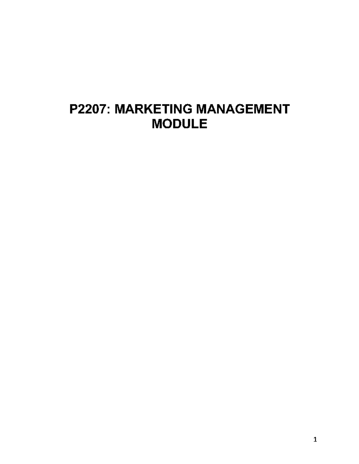 Marketing Management Module - P2207: MARKETING MANAGEMENT MODULE ...