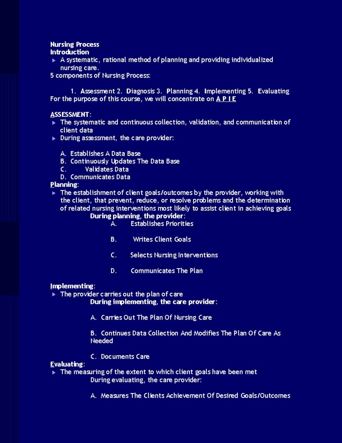 Nursing Process - Nursing Process Introduction A systematic, rational ...