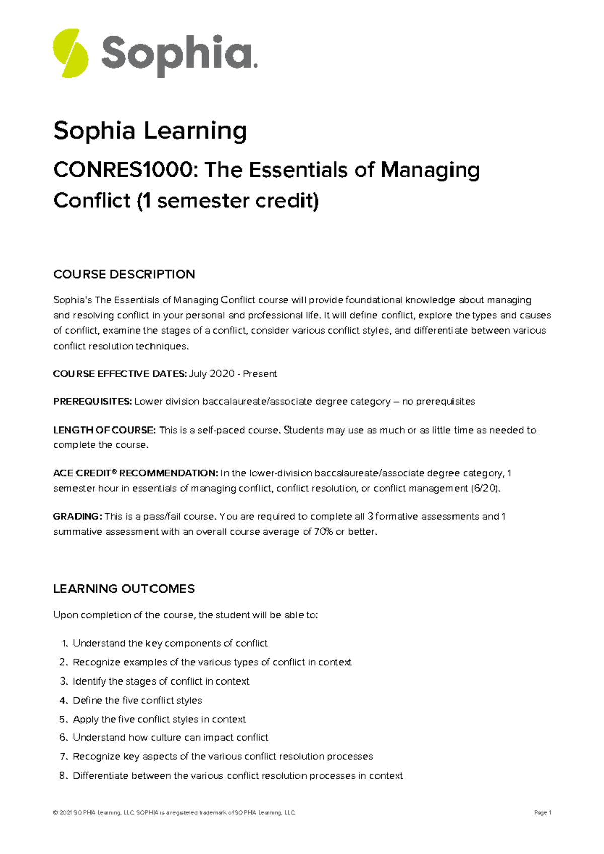 Sophia-the-essentials-of-managing-conflict-syllabus 2021 notes - Sophia ...