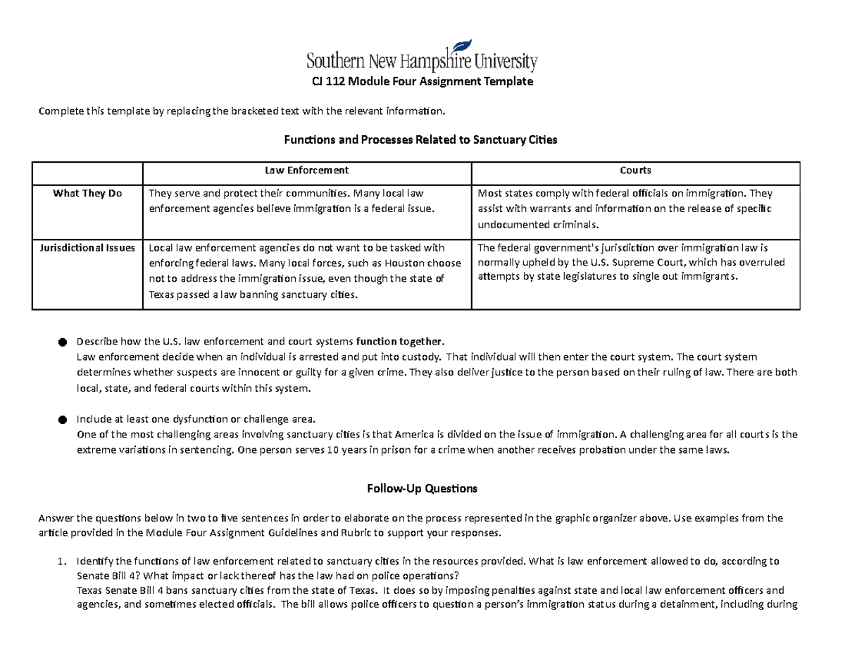 CJ 112 Module Four Assignment Template CJ 112 Module Four Assignment