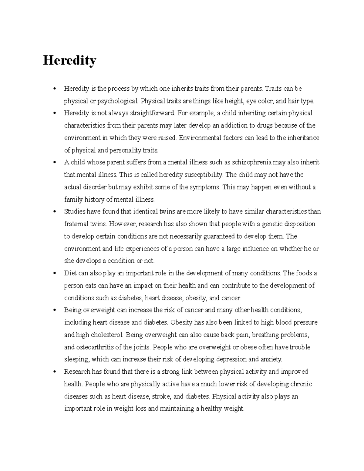 Heredity - notes - Heredity Heredity is the process by which one ...