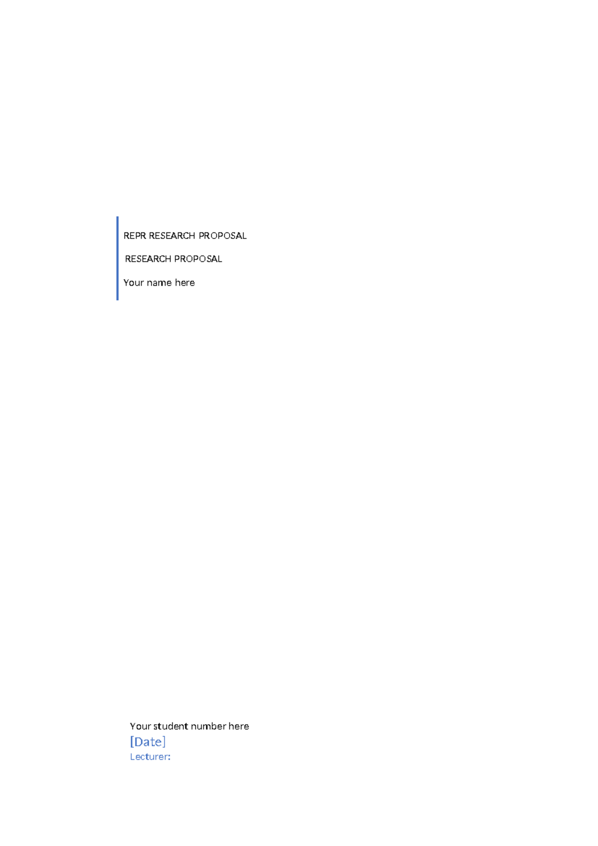 REPR generic proposal template Full time - REPR RESEARCH PROPOSAL ...