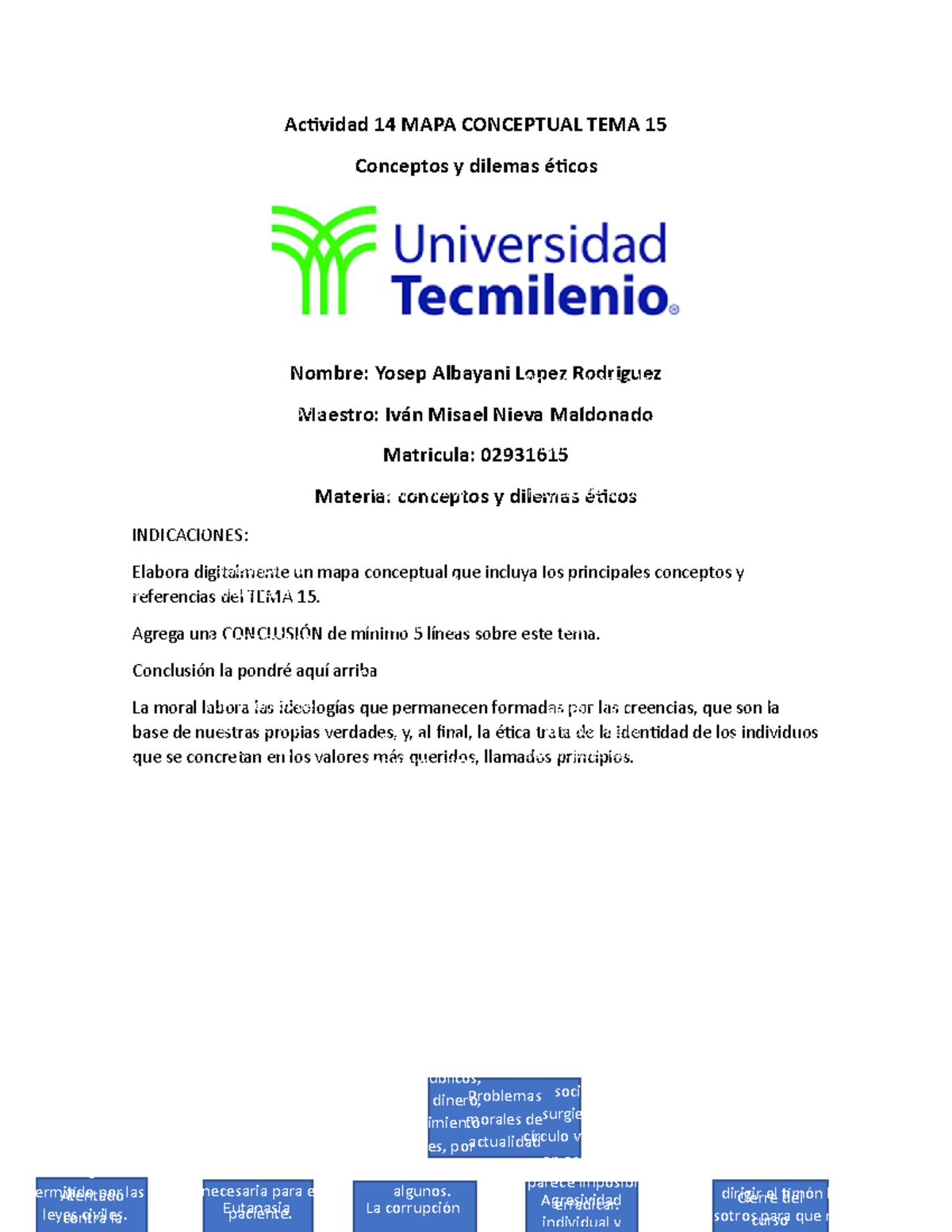 Actividad 14 MAPA Conceptual TEMA 15 - Actividad 14 MAPA CONCEPTUAL TEMA 15 Conceptos y dilemas ...
