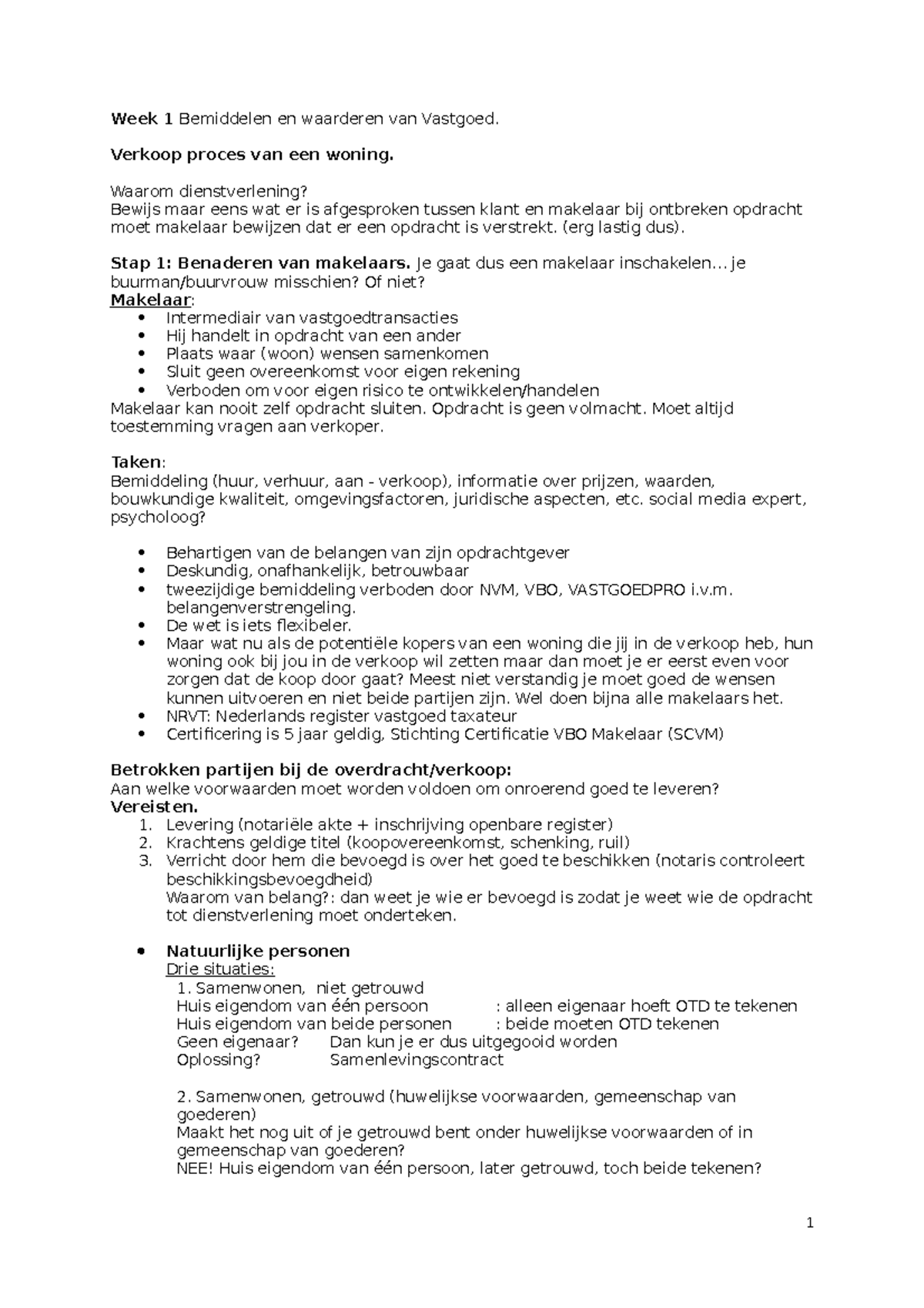 Bemiddelen en Waarderen Samenvatting - Week 1 Bemiddelen en waarderen ...