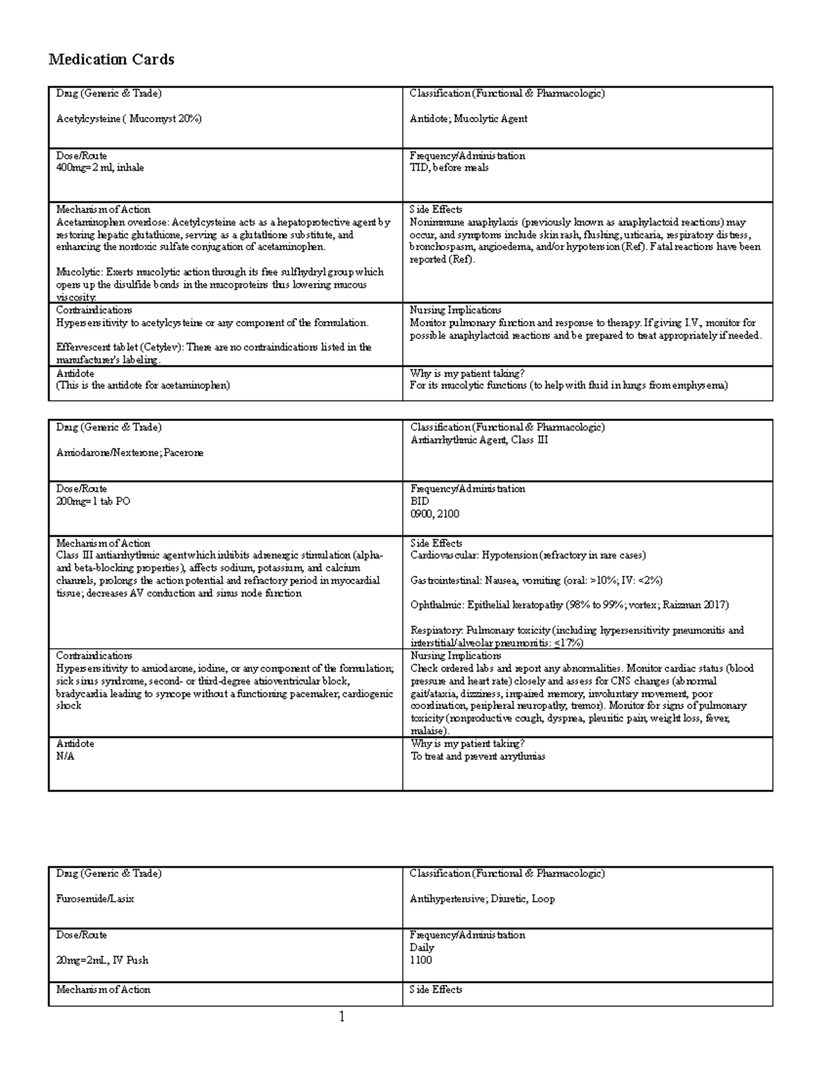 Med Cards Week 6 Jessen - coursework - Medication Cards Drug (Generic ...