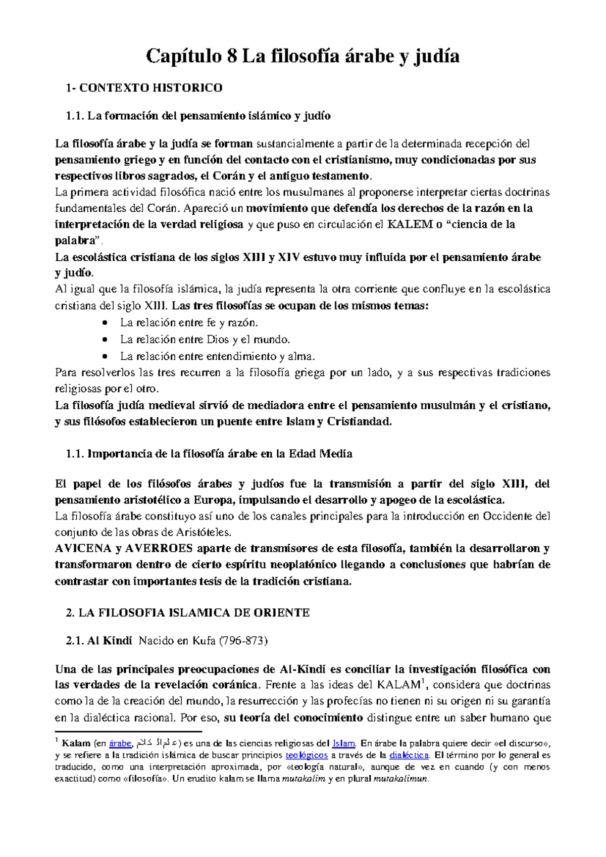 Filosofia Arabe judia resumen - Capítulo 8 La filosofía árabe y judía 1 ...