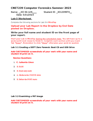 Lab 2 - lab 2 of computer forensic - Lab 2. 1 Wiping a USB Drive ...