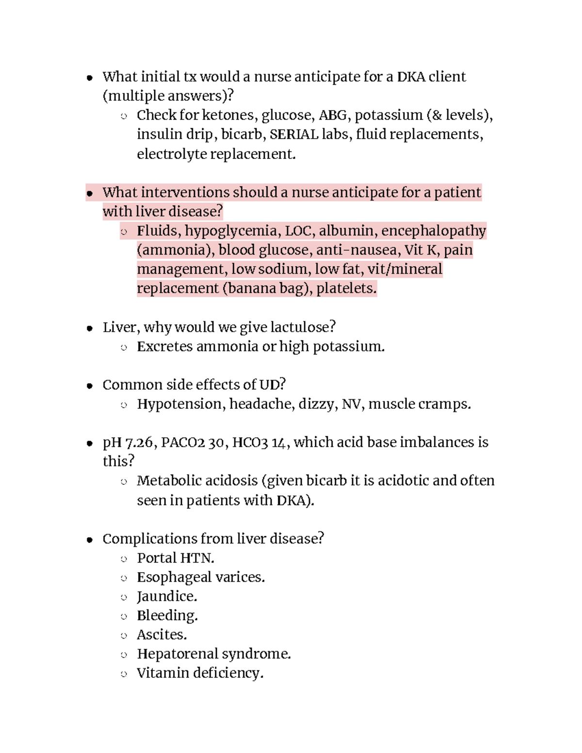 Exam 2 Study Guide for Med-Surg 2 - What initial tx would a nurse ...