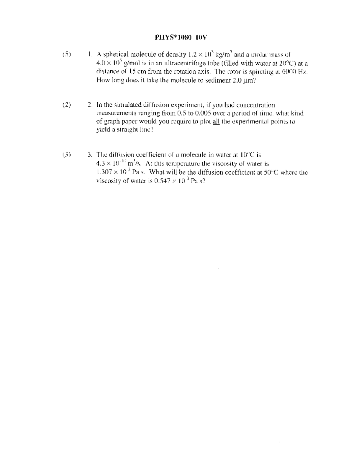 Physics 1080 Quiz 10 Practice questions - Phys*1080 - Studocu