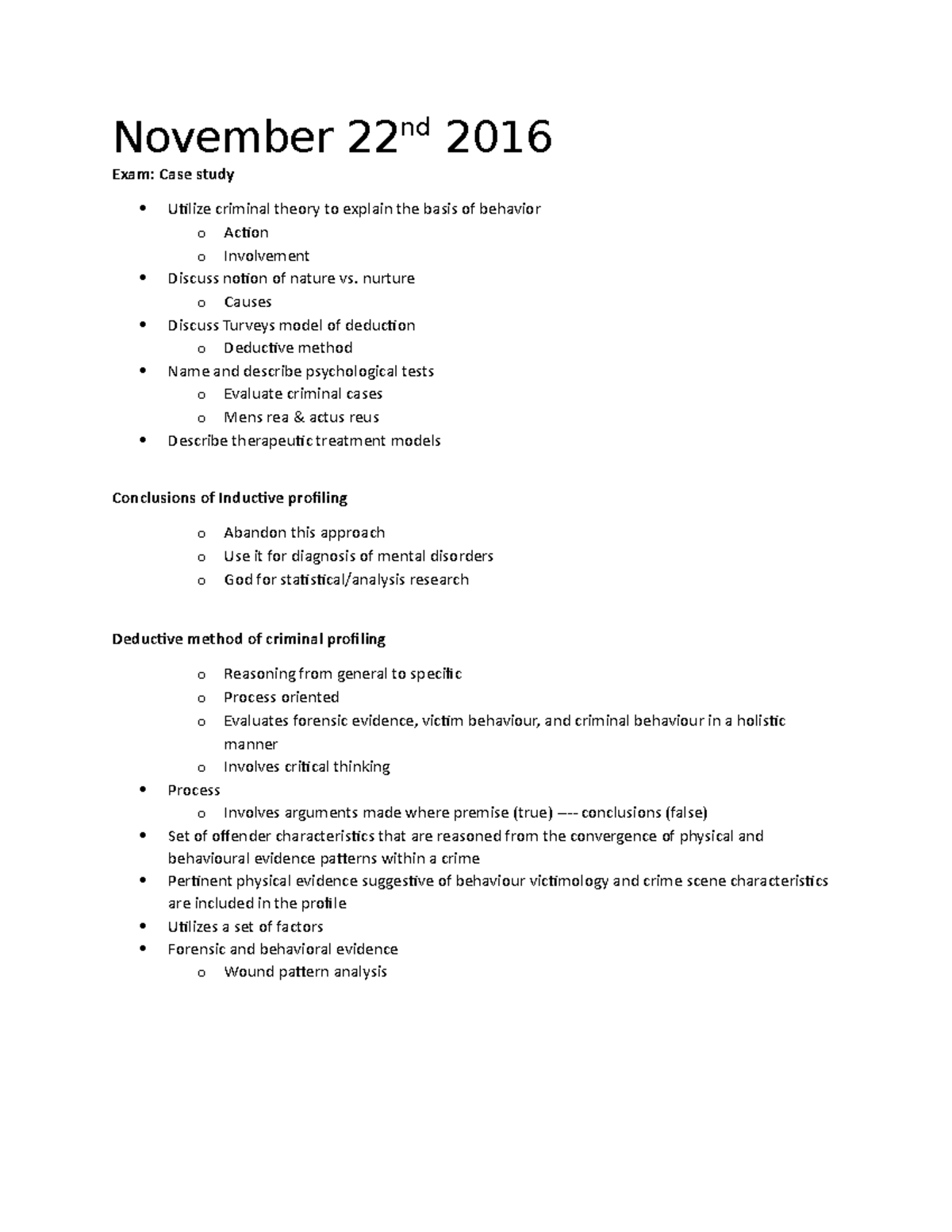 Inductive and Deductive Profiling - November 22 nd 2016 Exam: Case ...