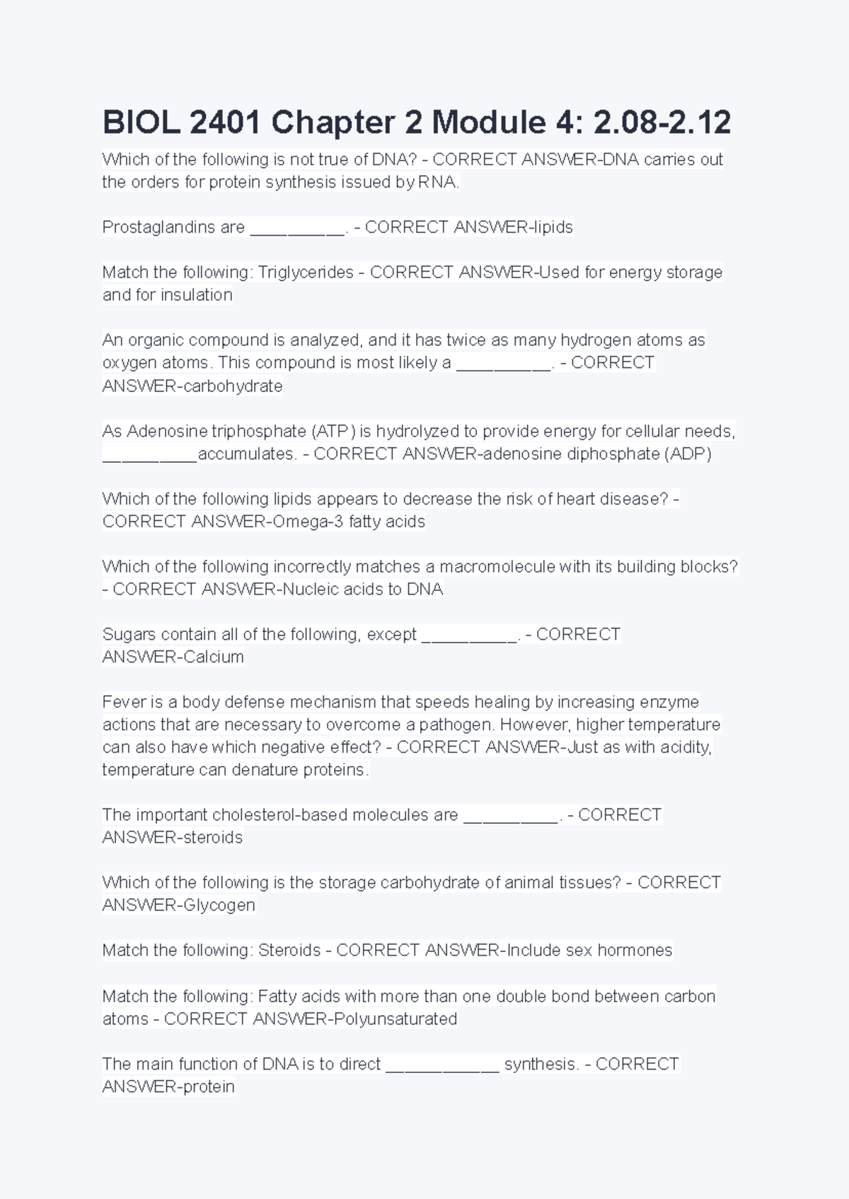 Bio QUESTION AND ANSWER 2024 GRADED A+ UPGRADES complete solution 100% ...