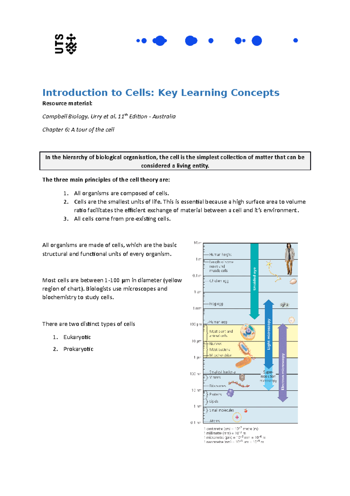 Introduction to Cells key concepts 2021 Student - Introduction to Cells ...
