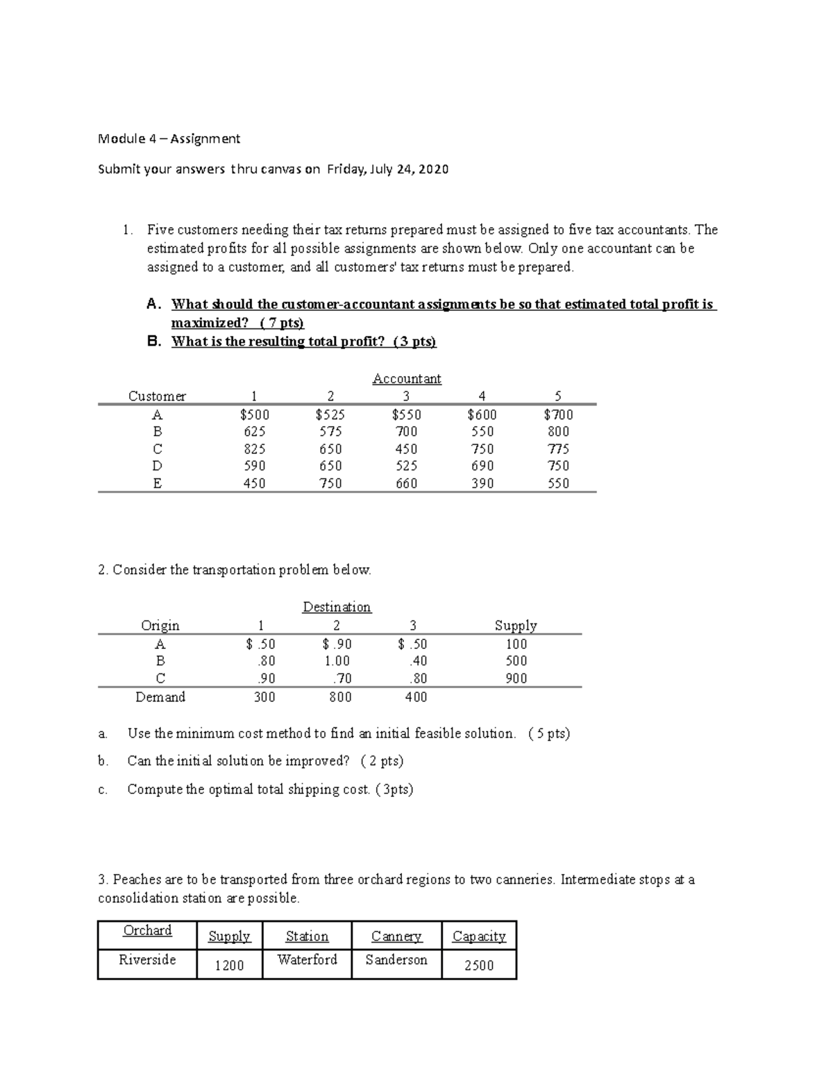Module 4- Assignment - Module 4 – Assignment Submit your answers thru ...
