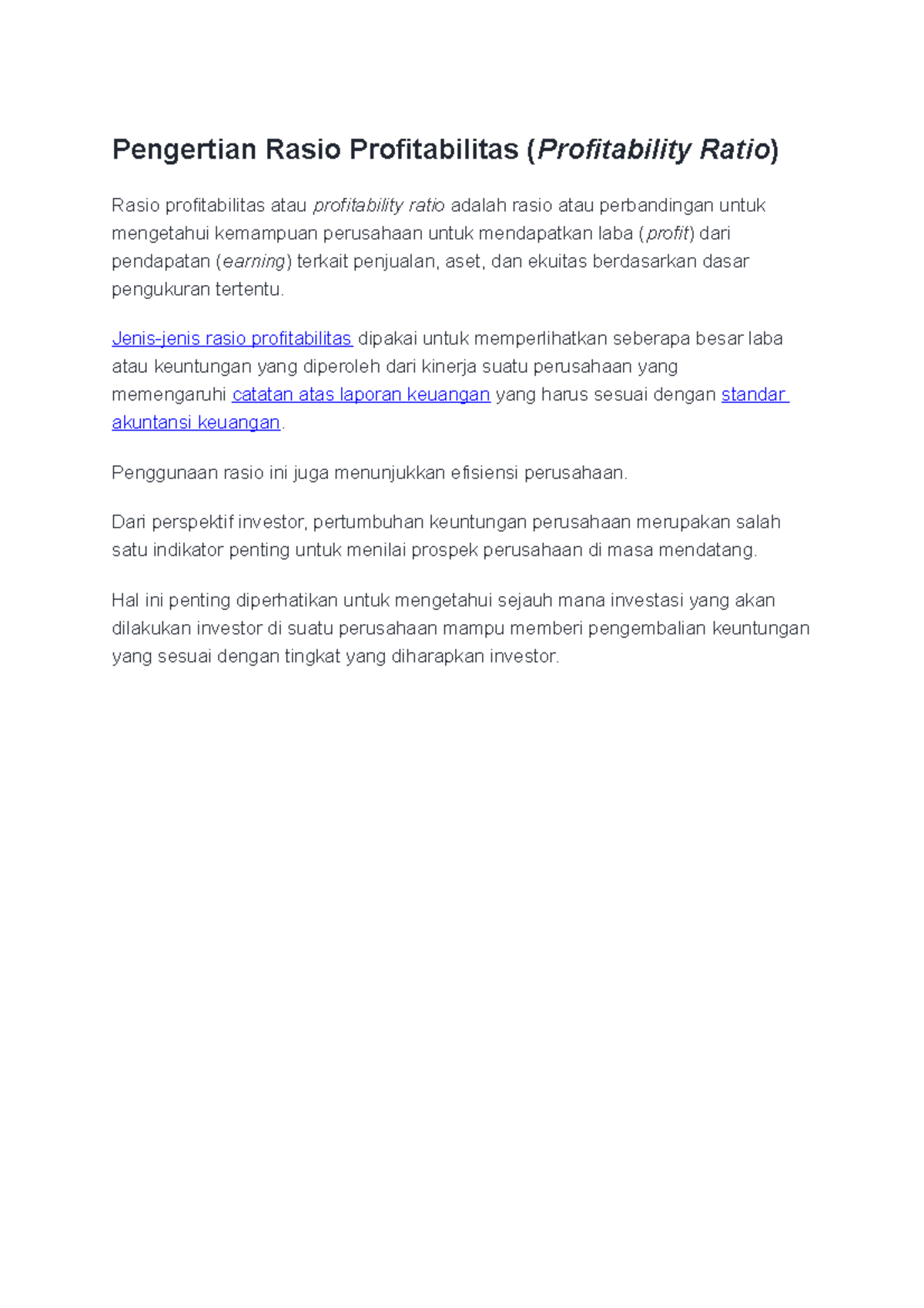 Pengertian Rasio Profitabilitas - Jenis-jenis rasio profitabilitas ...