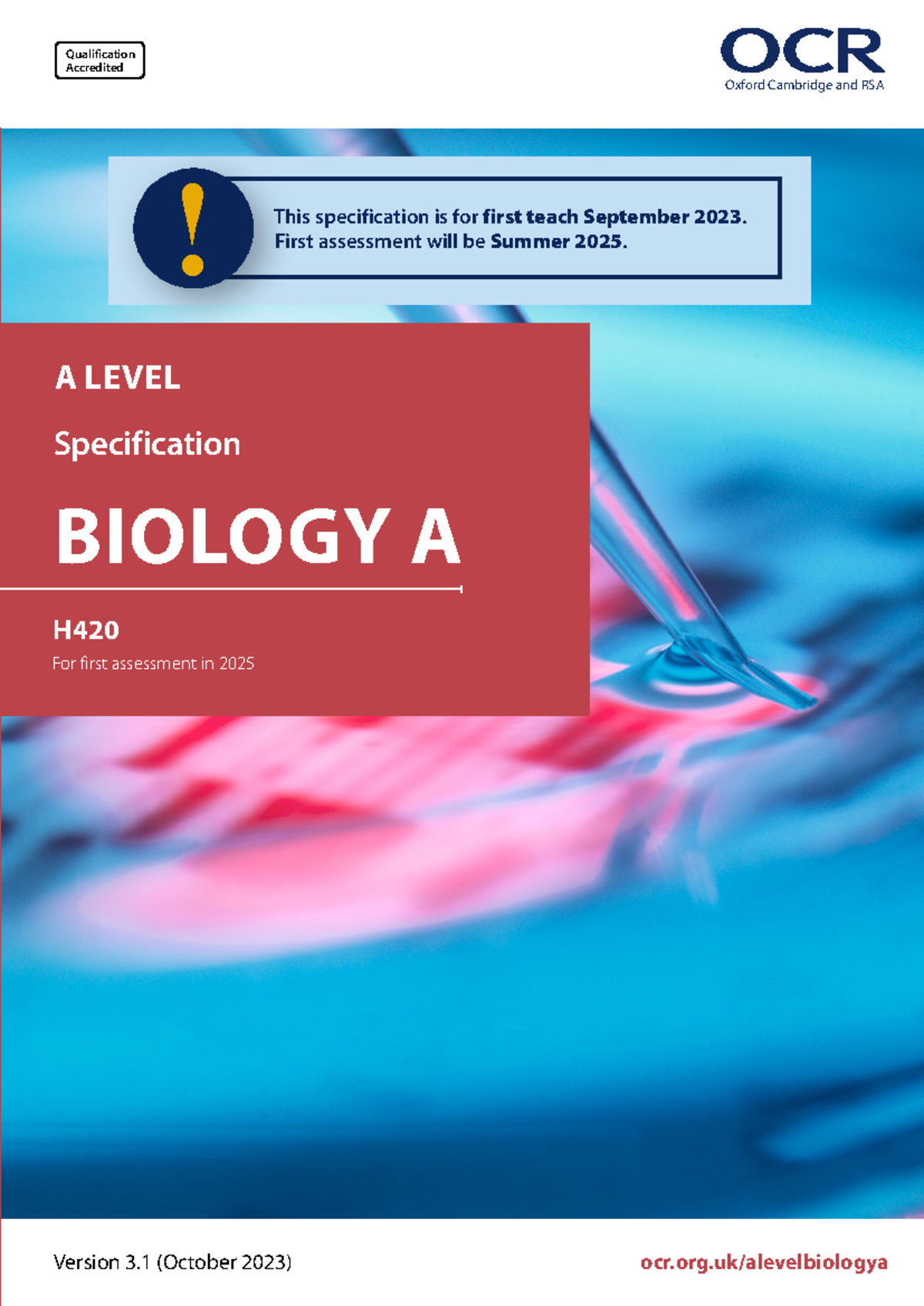OCR A Level Biology Specification removed - ####### ocr.org ...