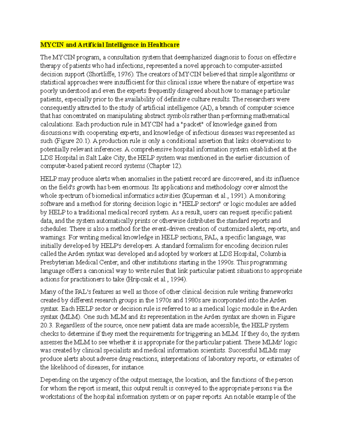 Mycin and Artificial Intelligence in Healthcare - MYCIN and Artificial ...