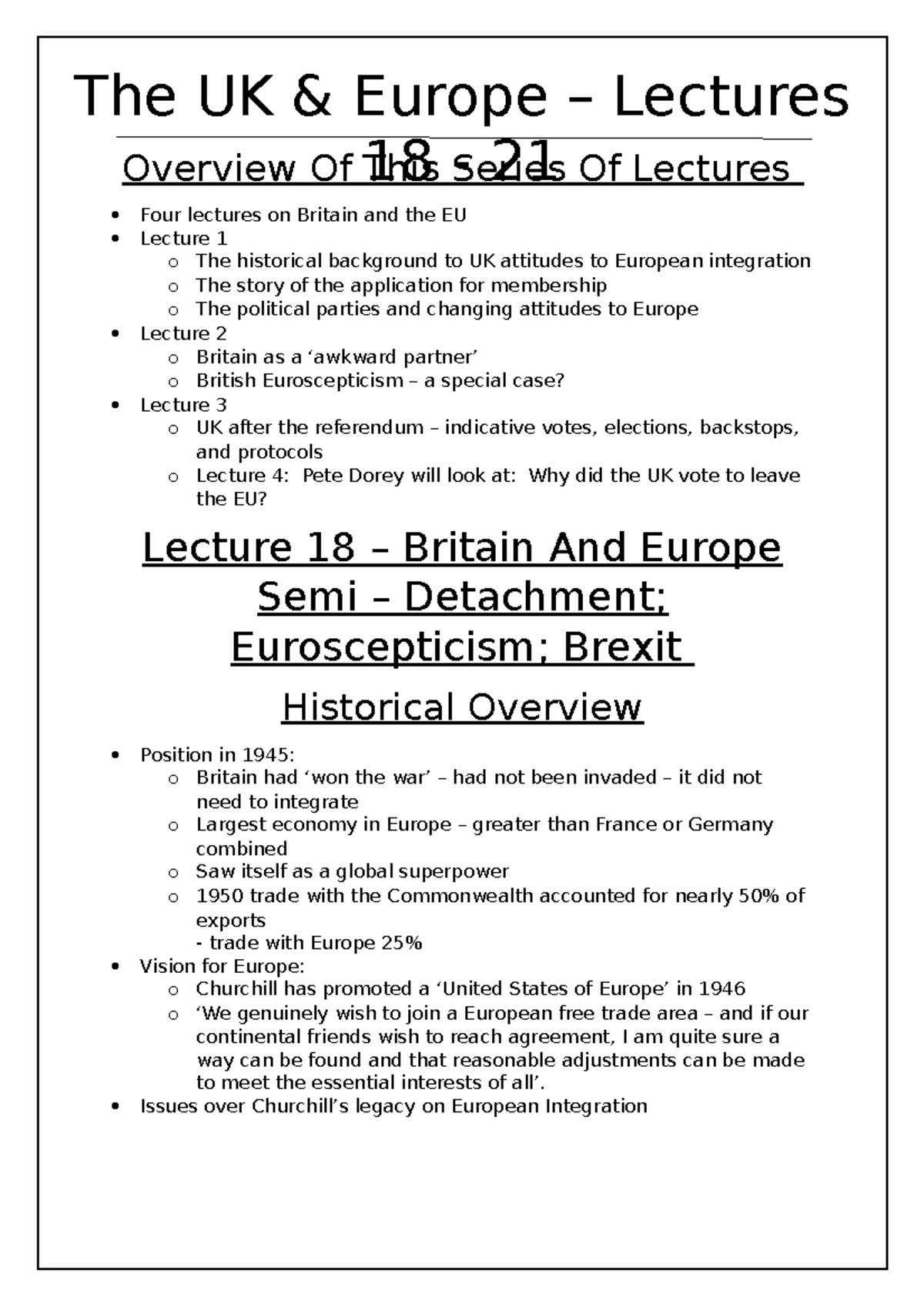 British Politics Since 1945 Lectures 18 - 21 - Overview Of This Series ...