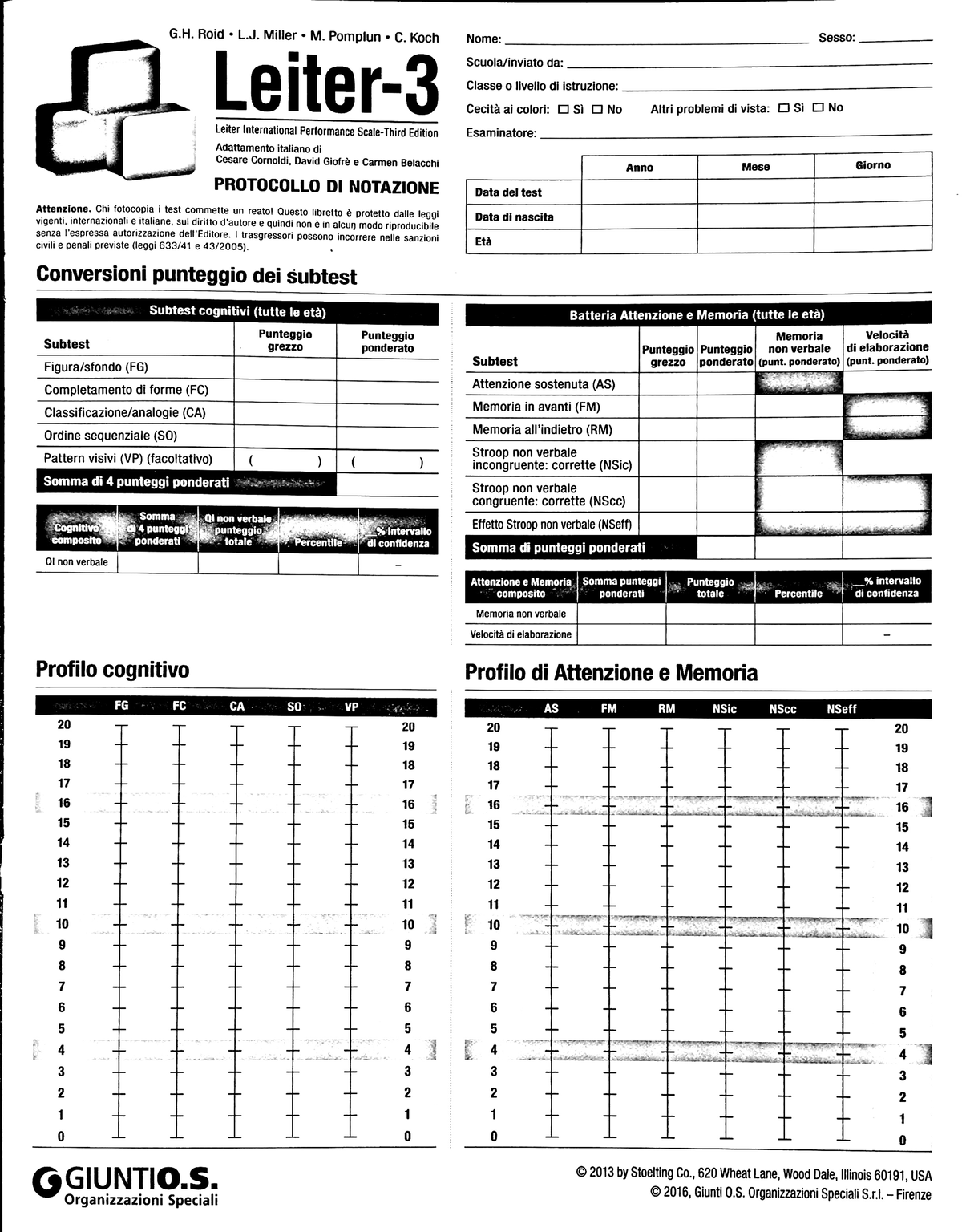 Leiter 3 - cognitivo non verbale - Psicologia della Personalità e delle ...
