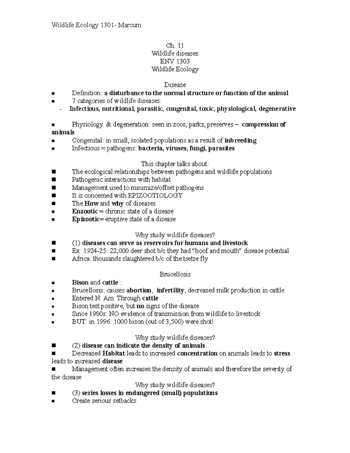 Chapter 11 test 3 - Wildlife Ecology 1301- Marcum Ch. 11 Wildlife ...