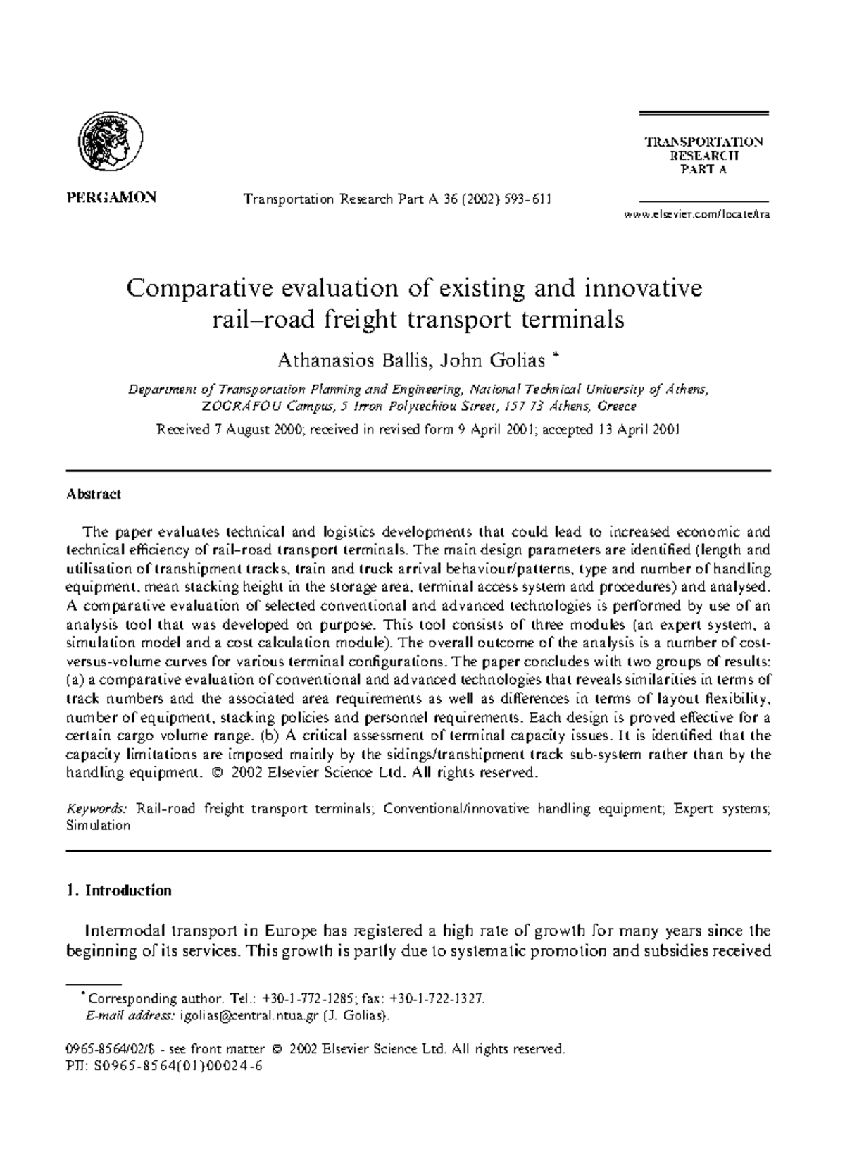 Evaluation of existing and innovative rail-road freight transport ...