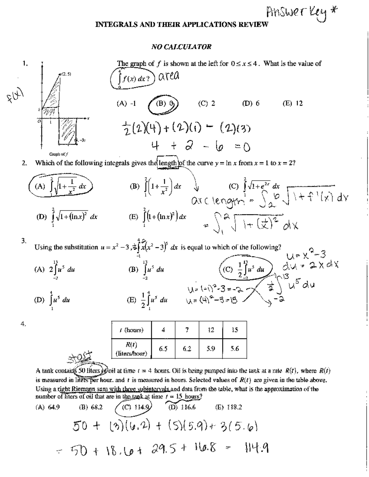 Integrals applications assignment - answer key - BCKLG3 - Studocu