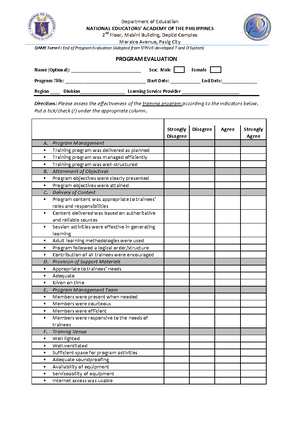 Process Observation TOOL (Standard) - Department of Education NATIONAL ...