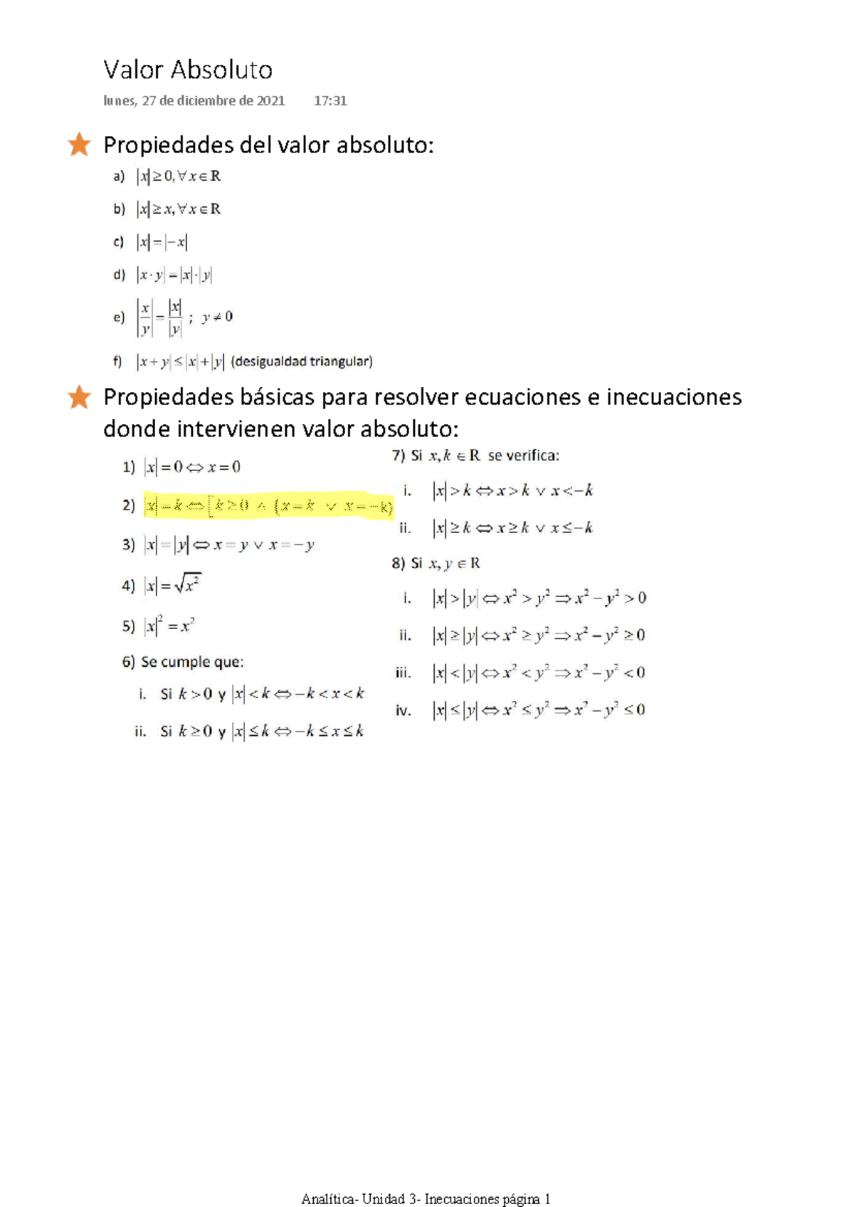 Valor Absoluto - Geometría Analítica y Cálculo - Propiedades del valor ...
