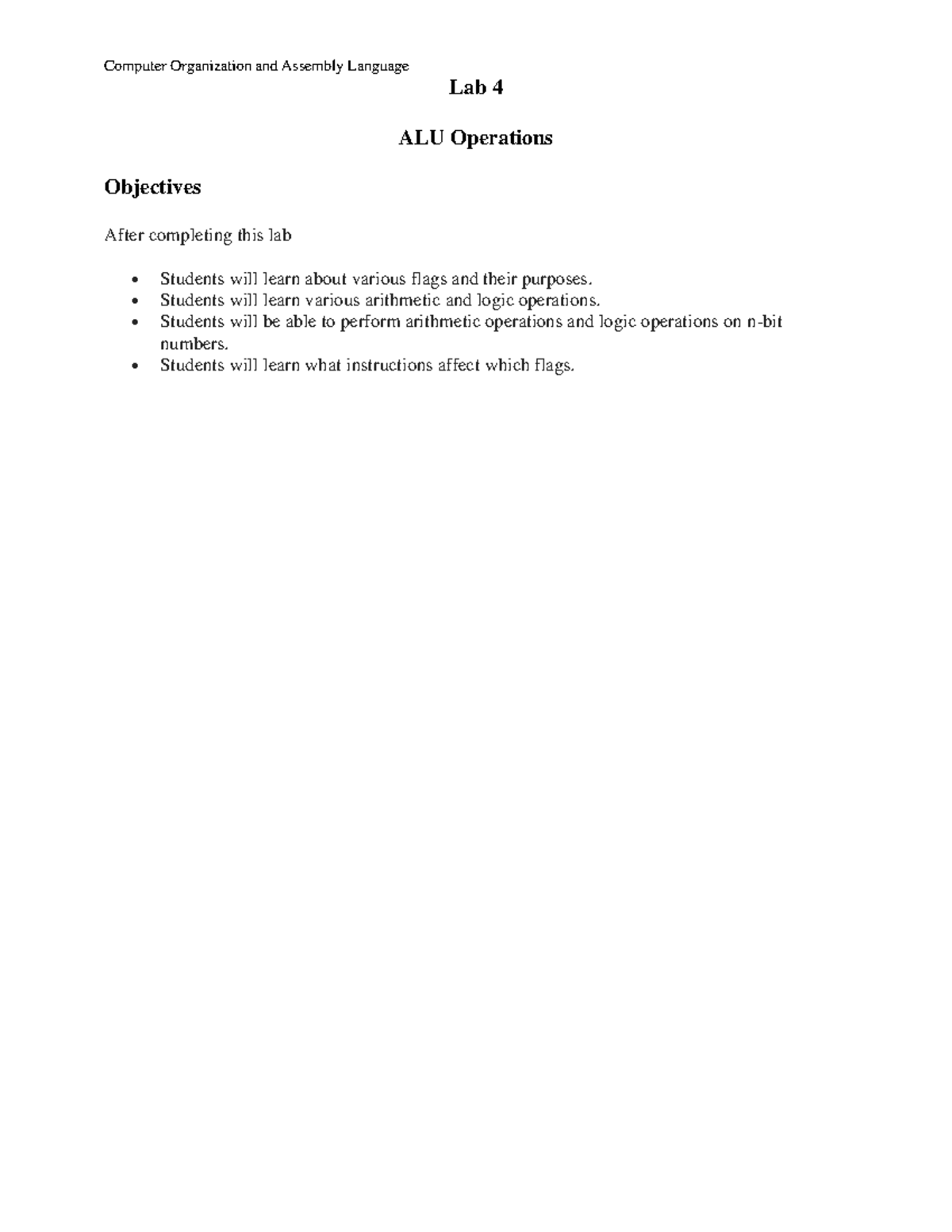 Lab 04 ALU Operations - By Muhammad Ammar Hassan - Lab 4 ALU Operations ...