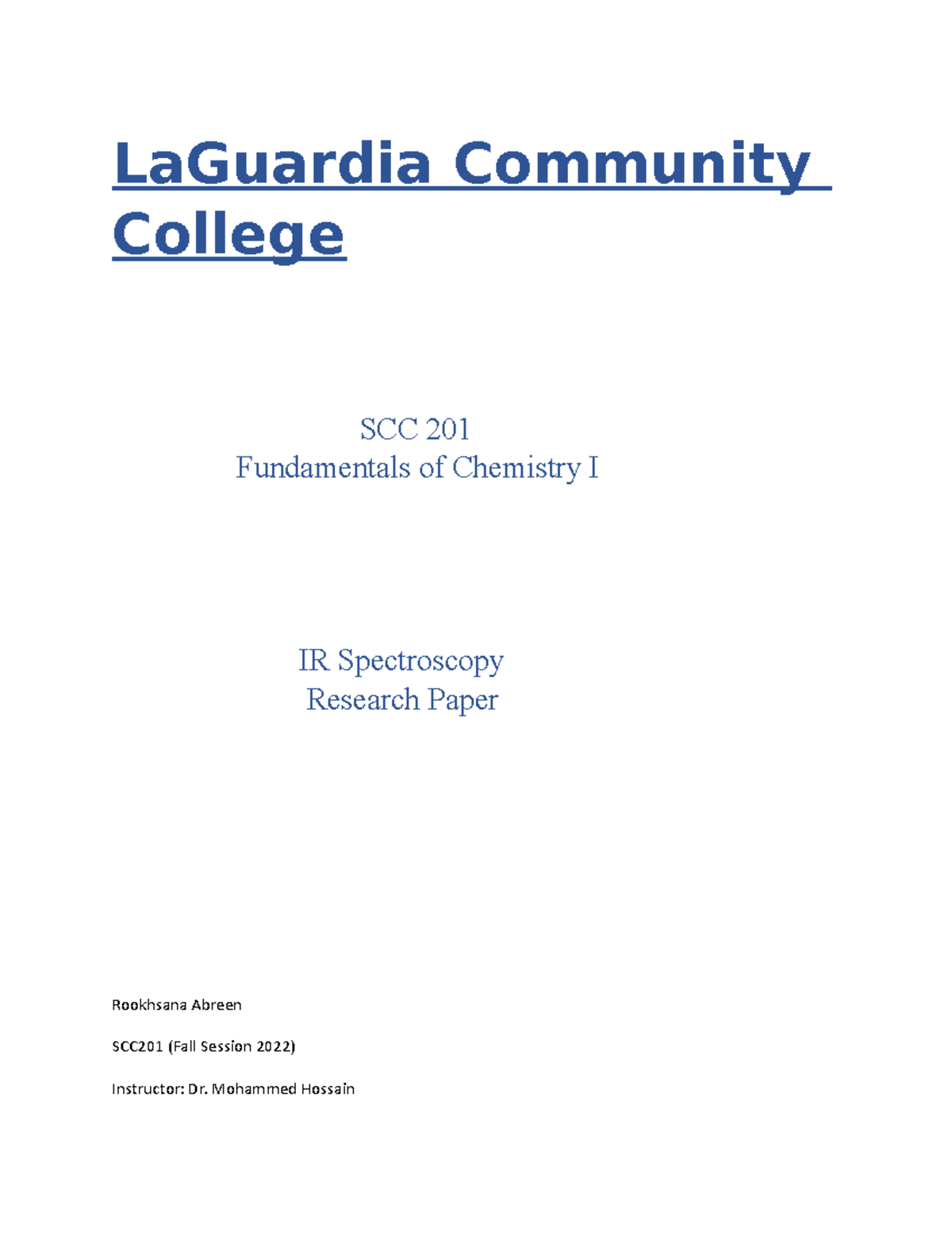 Research Paper - lab - LaGuardia Community College SCC 201 Fundamentals ...