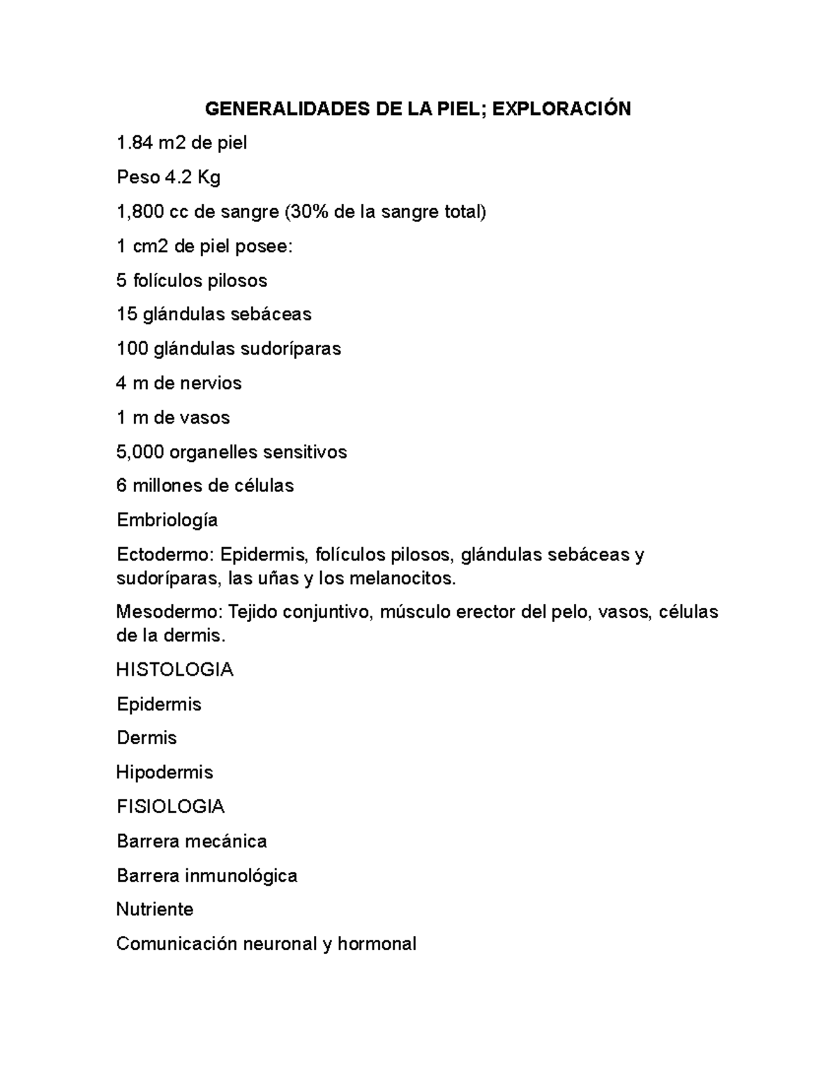 Generalidades de la piel y su exploración - GENERALIDADES DE LA PIEL ...
