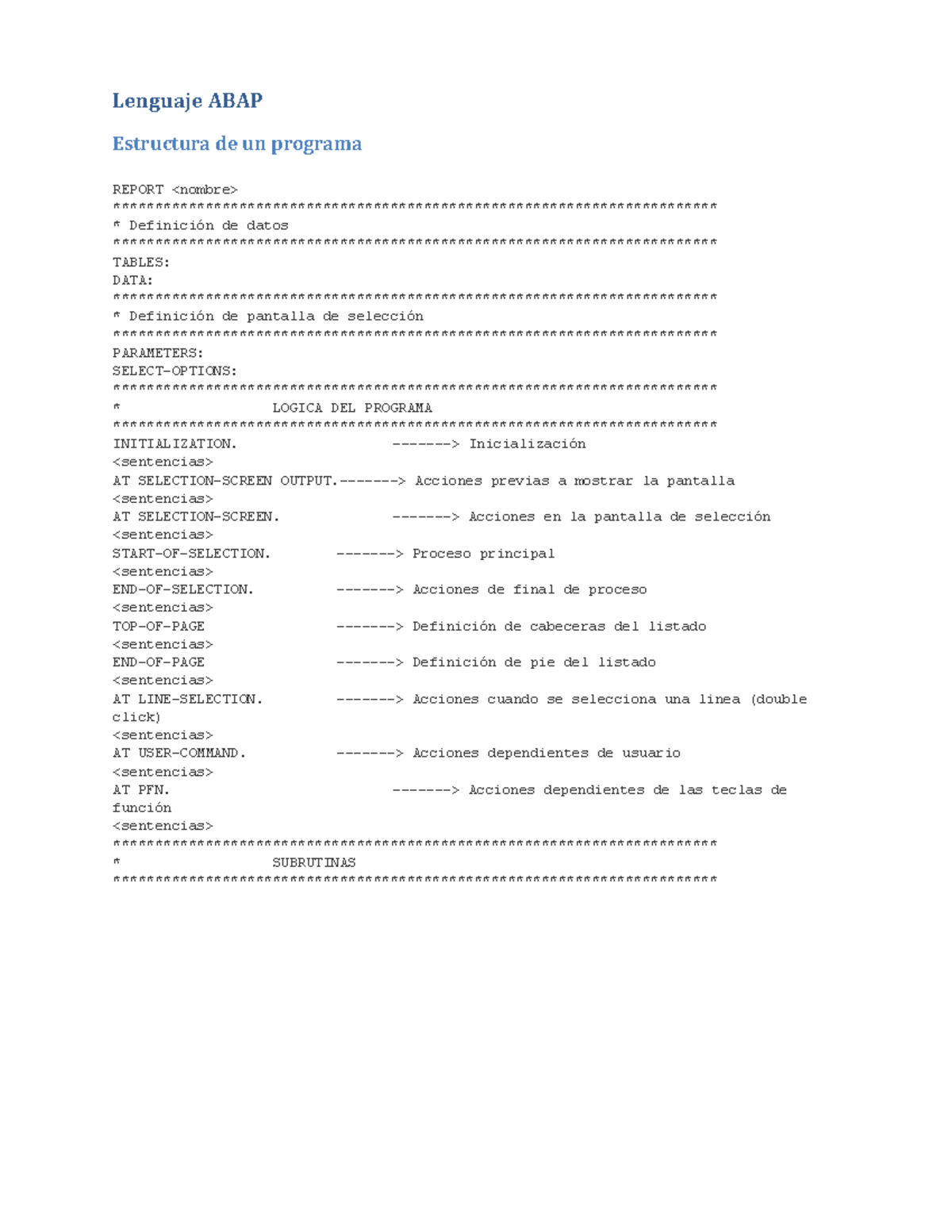 Escuelita ABAP - 03 - Lenguaje ABAP - Lenguaje ABAP Estructura de un ...
