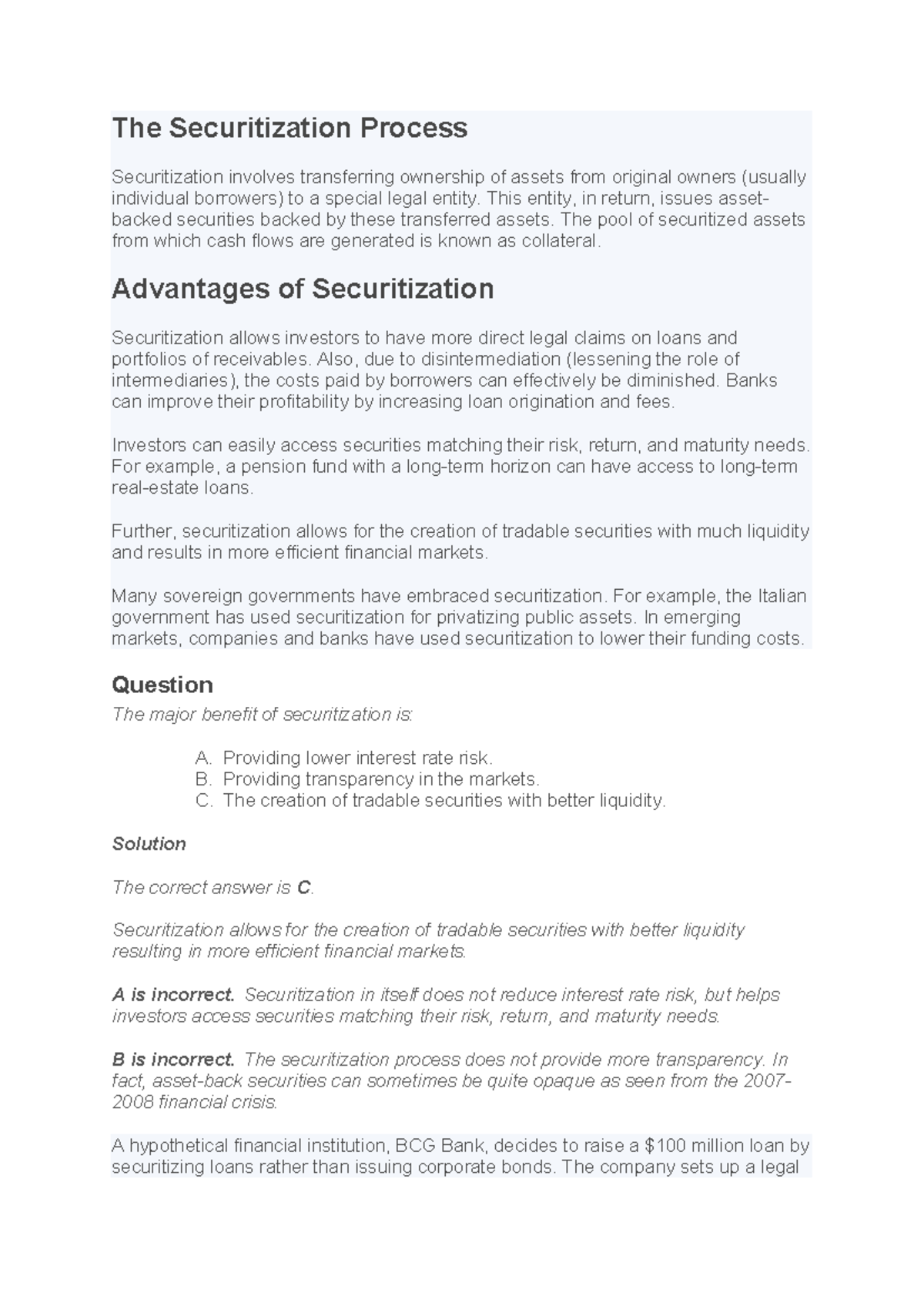 Fixed Income-5 - lecture notes - The Securitization Process ...