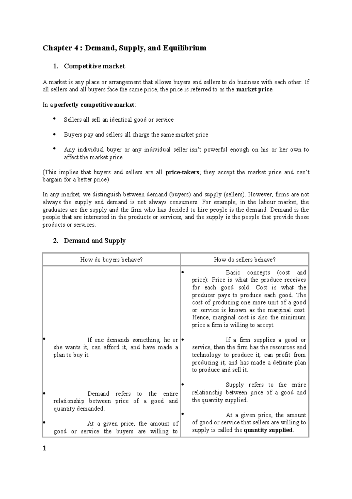 Chapter 4 Demand, Supply, and Equilibrium (1) - Chapter 4 : Demand ...